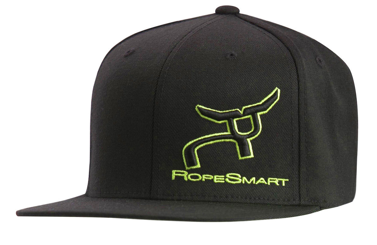 RS All Black Cap with Steer with Green Outlined – RopeSmart Gear
